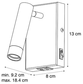 Moderní nástěnná lampa béžová nastavitelná s USB-C - Croft