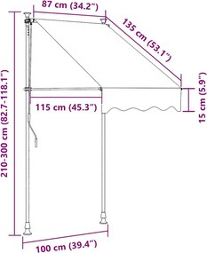 Ručně zatahovací markýza 100 cm krémová 145833