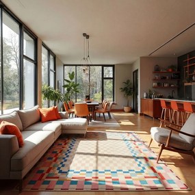 Koberec s příměsí vlny 140x200 cm Checkered Border – Flair Rugs