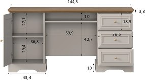 KORA k | psací stůl KB | 149 cm | kašmír/dub mavelia