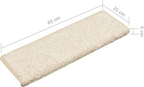Schodové rohože 15 ks 65 x 21 x 4 cm bílé s obdélníkovým okrajem 134581
