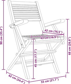 Skládací židle 4 ks 55x62x90 cm masivní teak 3155067