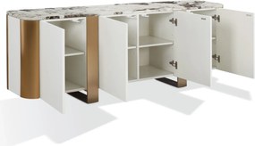 Komoda Stilig ST921 200 cm bílá/zlatá/mramor
