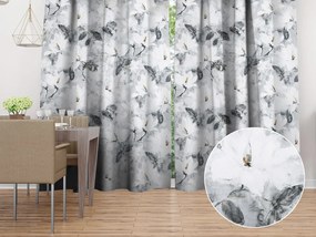 Biante Sametový závěs Tamara TMR-006 Designové květiny na šedém 145x150 cm