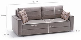 Designová rozkládací sedačka Sanjay 215 cm krémová