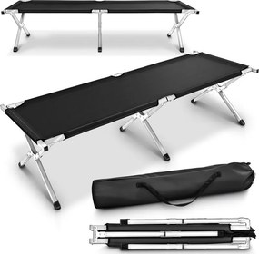 TRESKO® kempingová postel 190 cm černá kempingová postel lehátko postel pro hosty cestovní postel kempingové lehátko