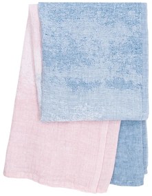 Lněný ručník Saari, modro-růžový, Rozměry  95x180 cm