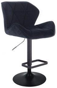 LuxuryForm DESIGN Barová židle MILANO VELUR na černé kulaté podstavě - černá