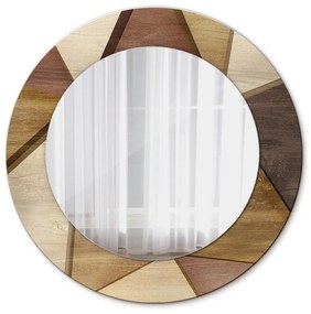Kulaté dekorační zrcadlo Geometrické 3d dřevo