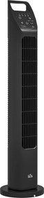 HOMCOM Větrák typu Tower, Stolní ventilátor se 3 režimy, Dálkový ovladač, 50W ventilátor s 4 hodinovým časovačem, 75° oscilace, do ložnice, černý | Ao