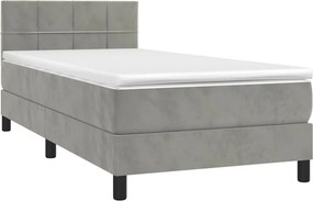 Box spring postel s matrací světle šedá 100x200 cm samet 3141287