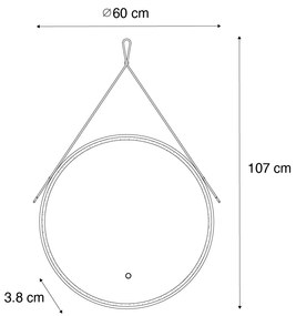 Moderní zrcadlo do koupelny černé vč. LED a dotykového stmívače - Pien