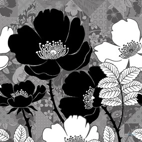 Dekorační foto polštářek Černobílé květiny, 45x45cm, CN3621
