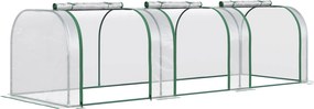Fóliový skleník Outsunny, skleník, skleník s dveřmi, chladicí rám, skleník pro rostliny, školka pro rostliny, ocel, průhledný, 295 x 100 x 80 cm