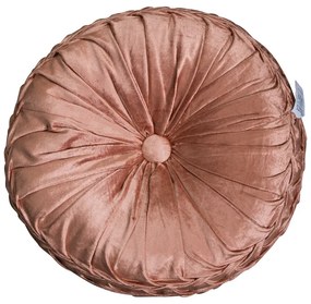 Růžový kulatý sametový polštář Rosa - Ø 40cm