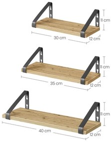 Sada tří nástěnných polic LWS033B88