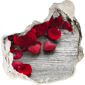 Wallmuralia Nálepka 3D díra samolepící Červené růže 75x75 cm