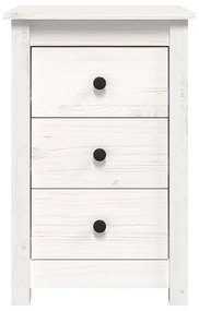 Noční stolek bílý 40 x 35 x 61,5 cm masivní borové dřevo - Default Title
