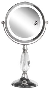 Kosmetické zrcátko s LED osvětlením ø 18 cm stříbrné MAURY Beliani