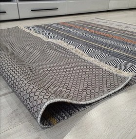 HU Vícebarevný moderní koberec Banco 1049 – šedý Rozměr: 60x110 cm