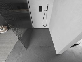 Mexen Kioto, sprchová zástěna 120 x 200 cm, 8mm sklo s žebrovým vzorem, černý profil, 800-120-101-70-09