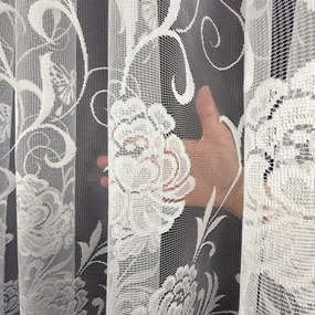 Hotová žakarová oblouková záclona bílá motýli 160x320 Ervi 7514