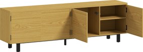 HOMCOM TV stolek 180 cm — dekor přírodního dřeva, pro TV až 208 cm, 4 dvířka s otevíráním na stisk