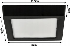 LED přisazený stropní panel – čtverec, 12 W, 1200 lm, černý