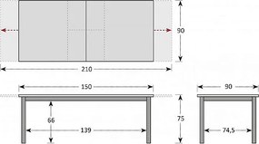 DOPPLER Hliníkový stůl rozkládací CONCEPT 150/210x90 cm (teak)