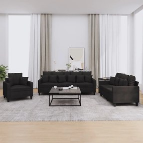 3dílná sedací souprava s polštáři černá textil 3201636