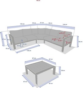 DEOKORK Hliníková rohová sestava VANCOUVER pro 5 osob (ivory)