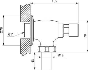 Bruckner Bruckmer Tempor nástěnná baterie na studenou vodu tlačný ventil pro wc chrom 937.471.1
