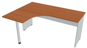 Stůl ergo pravý 160*120 cm - Hobis Gate GE 60 P Dekor stolové desky: třešeň, Dekor lamino podnože: šedá, Barva nohy: stříbrná