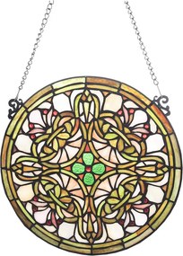 Skleněný kulatý závěsný Tiffany panel - Ø 30*1 cm