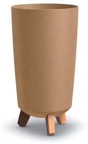 PROSPERPLAST Květináč - GRACIA TUBUS SLIM Eco Wood Průměr: 19,5 cm, Barva: kávová