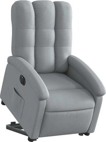 Elektrické zvedací polohovací křeslo světle šedé textil 3204116