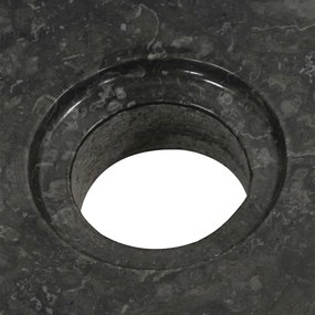 Koupelnová skříňka s umyvadly - masivní teak | hlazený černý mramor