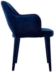 Tmavě modrá sametová jídelní židle Polspotten Cosy s područkami