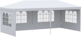 Zahradní altán Outsunny s odnímatelnými stěnami 6x3 m s přístřeškem, 4 průhlednými okny, 12 odtokovými otvory a ocelovou rámovou konstrukcí odolnou pr