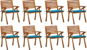 vidaXL Zahradní židle s poduškami 8 ks masivní akáciové dřevo [3075205] Barva: Vzor červená kostka