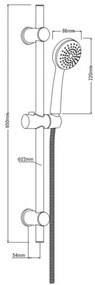 Deante Neo Symetrio, sprchový sloup 65cm s držákem ruční sprchy a 1-funkční ruční hlavicí, chromová, NET_051K
