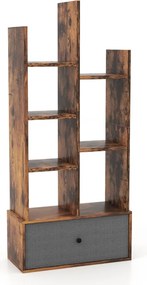 Costway 7-Tier otevřená knihovna se zásuvkou – 53 × 24 × 118 cm