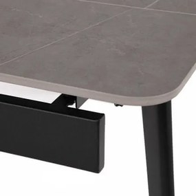 Autronic Moderní jídelní stůl Jídelní stůl 120+30+30x80 cm, keramická deska šedý mramor, kov, černý matný lak (HT-405M GREY)