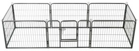 Ohrádka pro psy 8 panelů ocelová 60 x 80 cm černá - Default Title
