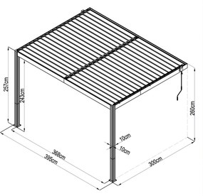 Bioklimatická pergola G21 Trenton 4x3 m, antracitová hliníková