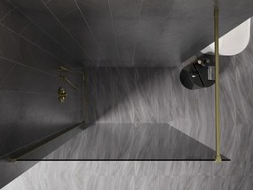 Mexen, Mexen Kioto-X sprchová stěna 50 x 200 cm, grafit 10 mm, zlatý kartáč - 800-050-101-55-40-X