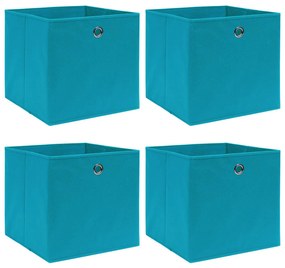 Úložné boxy 4 ks bledě modré 32 x 32 x 32 cm textil 288373