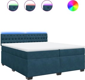 Box spring postel s matrací modrá 200 x 200 cm samet 3288712