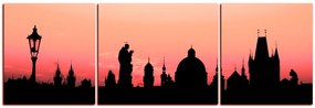 Obraz na plátně - Siluety věží a sochy v Praze - panoráma 5112FC (120x40 cm)