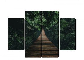 Vícedílný obraz Dřevěný Visutý Most V Lese Nedostatek Nedostatek Přírodní plátno 120x90